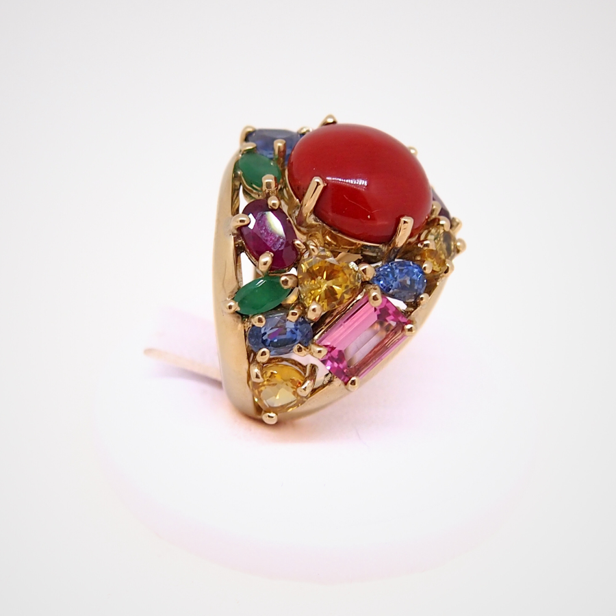 Bague Colors - Corail or et pierres - La Taillerie Du Corail